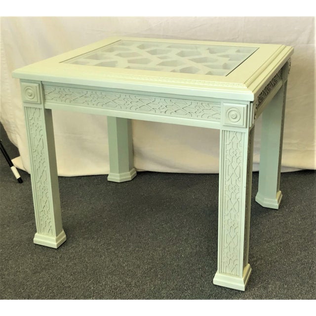 1950's Chinese Chippendale Fretwork End Table | Chairish