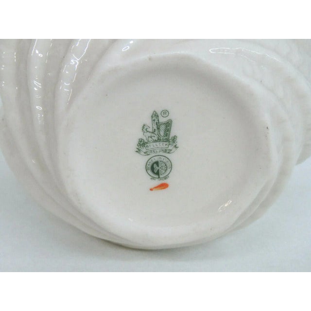 Belleek Ireland Porcelain Pink Rose Green Leaves Flower Vase | Chairish