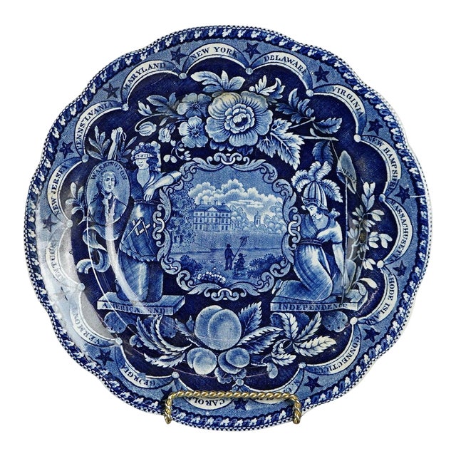 Antique US Historical Clews Pottery Flow Blue Platter 19th Century ...