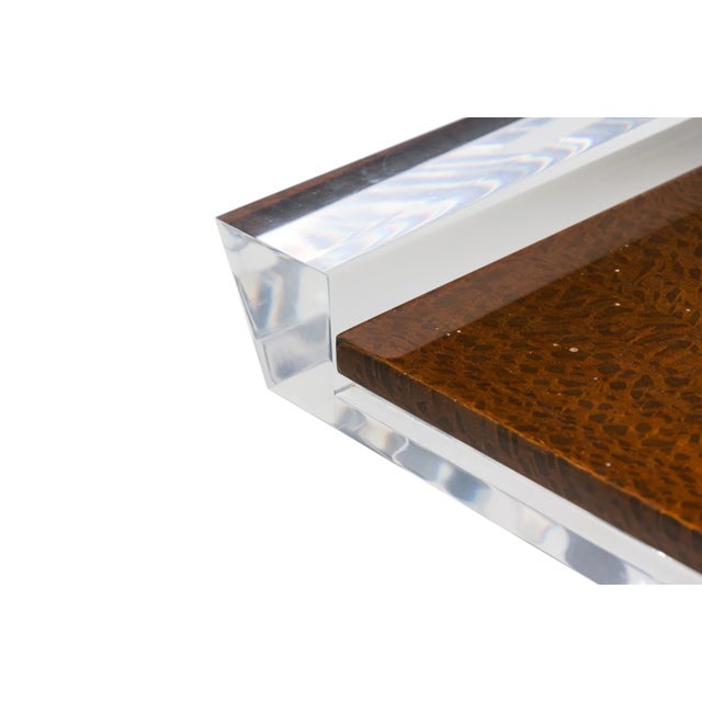 American Contemporary Lucite Console Table with Glass Top | Chairish