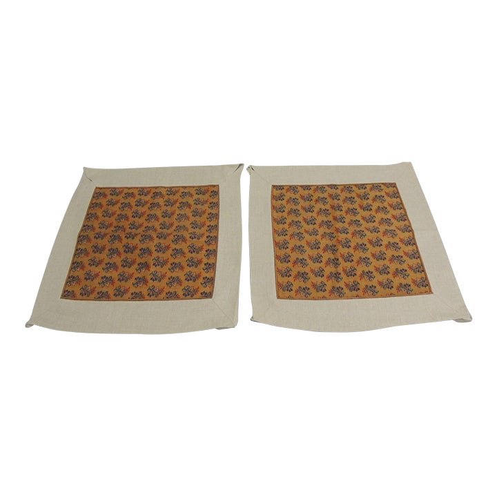 Vintage Green and Red Floral Persian Square Textile Panels - Set of 2 ...