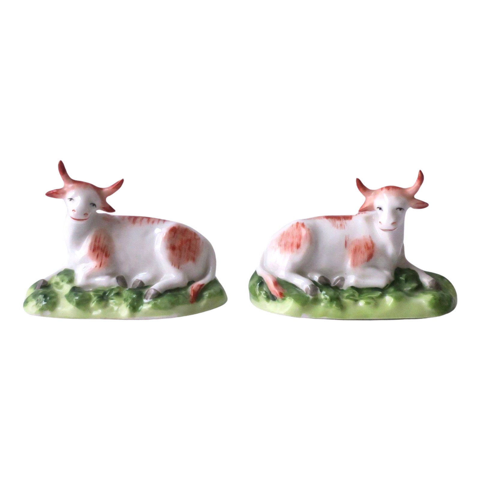Antique English Cows Chelsea Porcelain - A Pair | Chairish