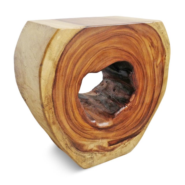 Organic Monkey Pod Hole Console Table | Chairish