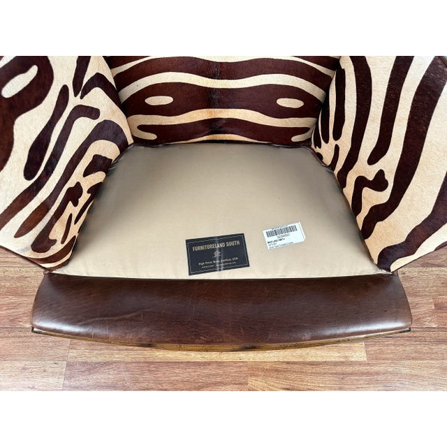 Maitland - Smith Wingback Cowhide Zebra Print Leather Lounge Chair ...
