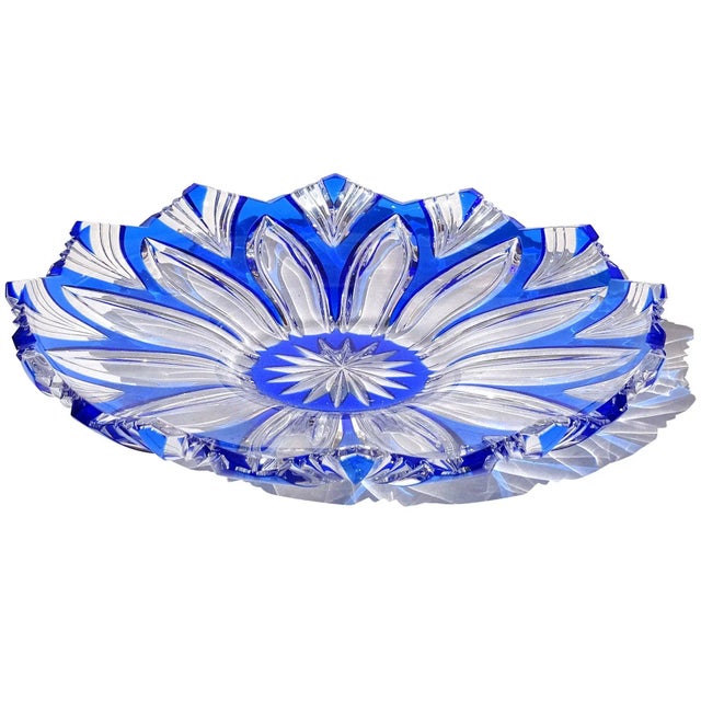 Bohemian Czech Republic Caesar Blue Crystal Clear Decorative Flower ...