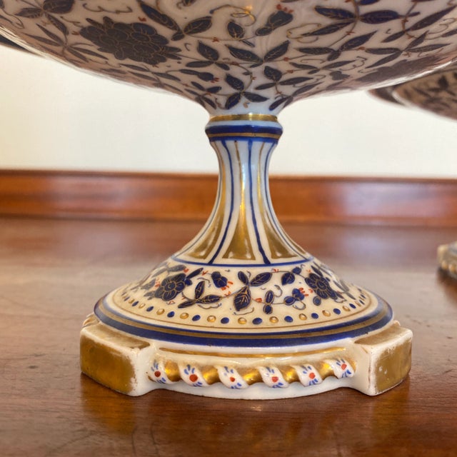 19th Century Russian Blue and White Enamel Porcelain Tazza a Pair ...