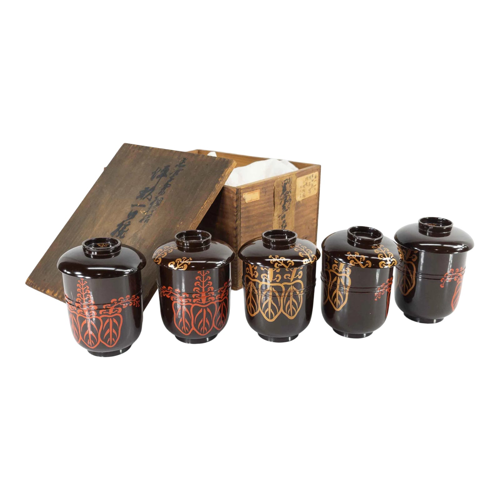 Japanese Lacquer Cup Set | Chairish