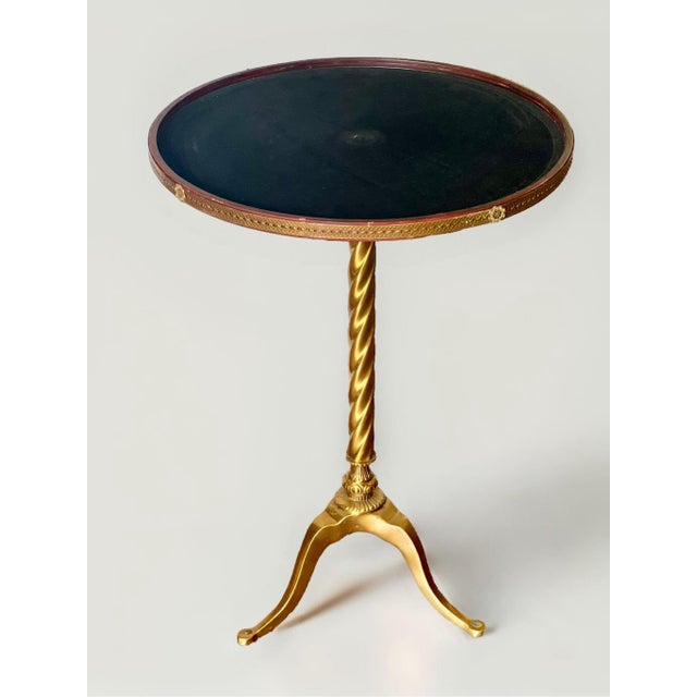 20th Century Brass and Porcelain Gueridon Side Table With Liftoff Tray ...