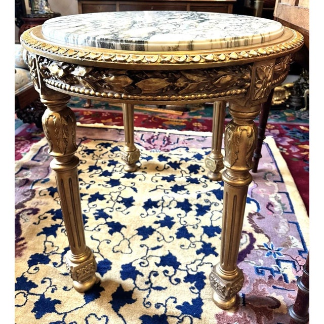 Gilded Oval Center Table With Marble Top. Circa 1875 | Chairish