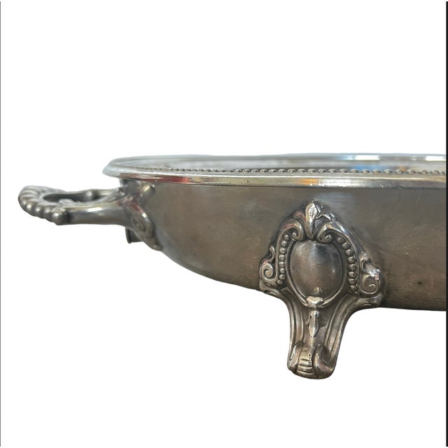 Antique English Silverplate Serving Platter With Walnut Board | Chairish