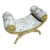 French Style Sky Blue Small Bench With Gold Details | Chairish