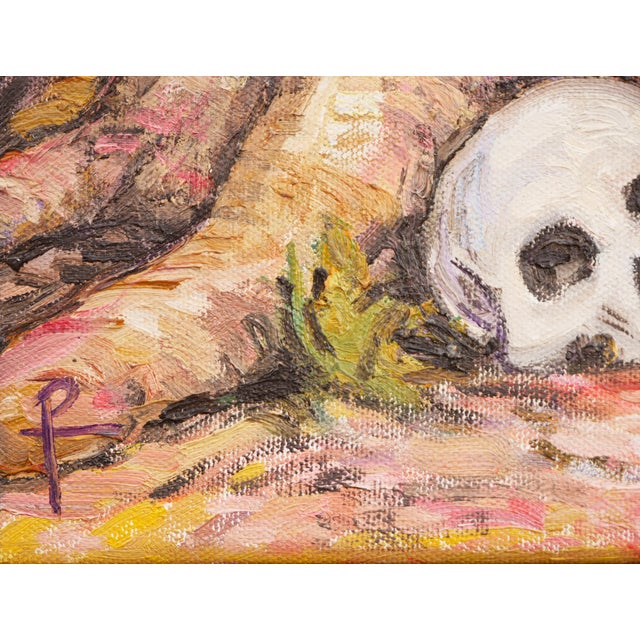 2015 "Skull Contemplating a Stone" Contemporary Pastel Surrealist ...