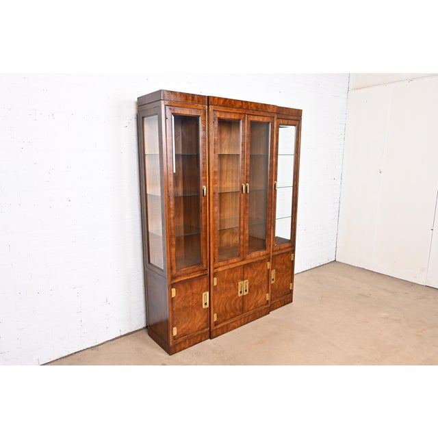 Drexel Heritage Hollywood Regency Campaign Burled Mahogany Lighted ...