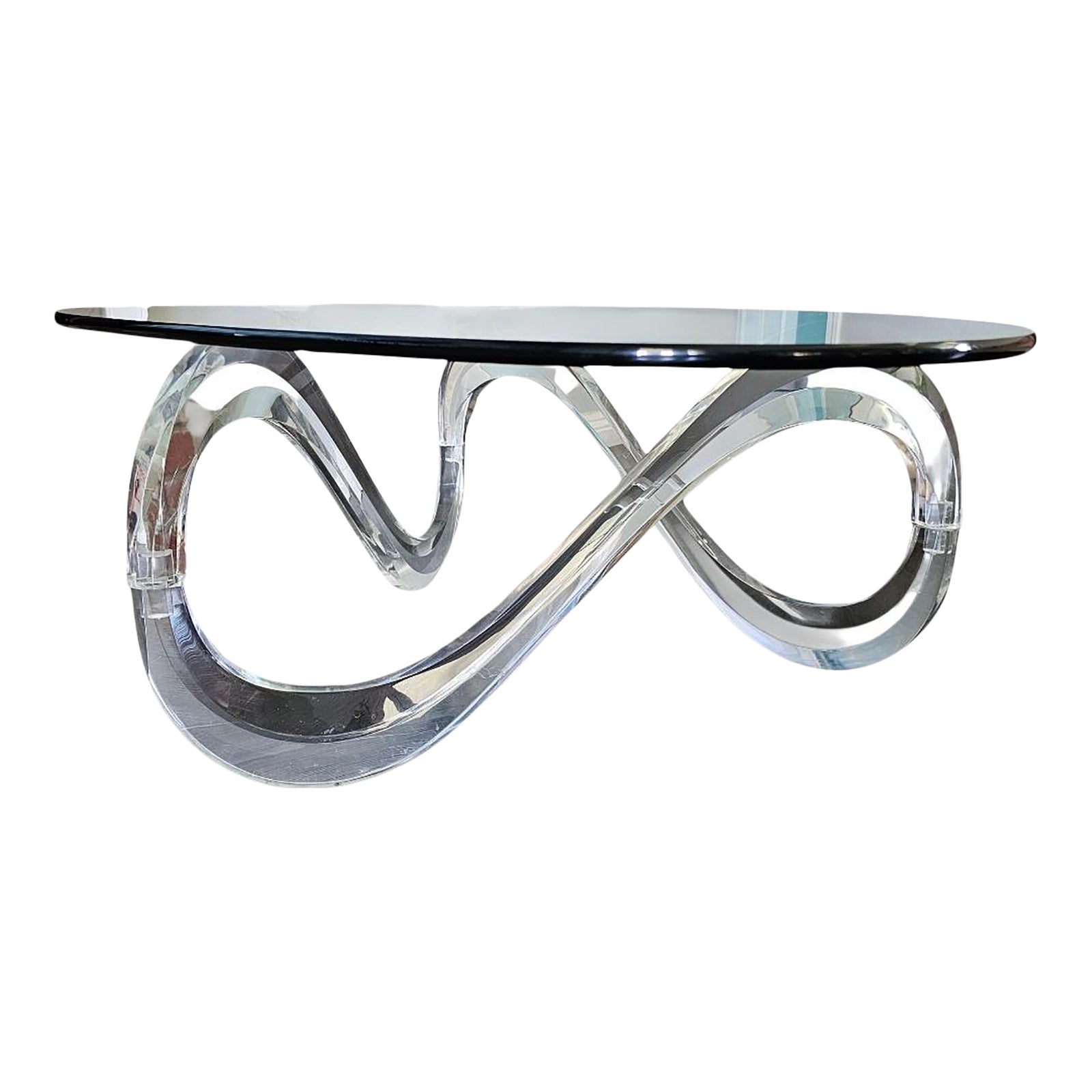 1970s Shlomi Haziza Style "Infinity" Coffee Table Lucite & Glass Mid Century Post Modern 1960's ...