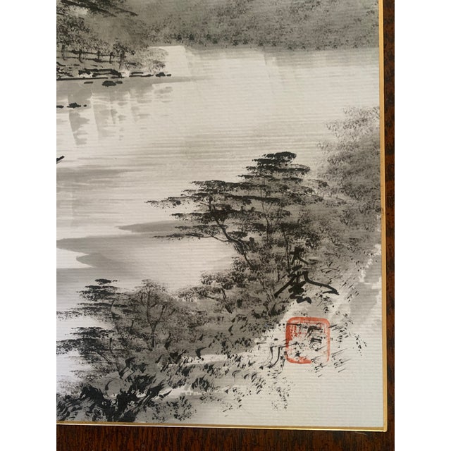 1980s Daiun Aoyagi "Suiboku Sansui" Shikishi Painting, Ink on Paper ...