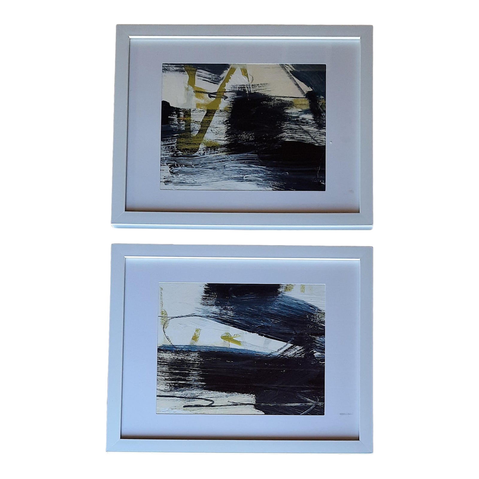 Beth Downey Abstract Paintings, a Pair | Chairish