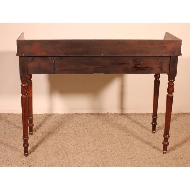 Small Writing Table with Two Drawers in Mahogany | Chairish