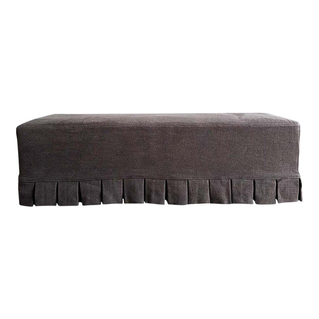 Slipcovered Bench in 100% Pure Linen With Pleated Skirt Detail | Chairish