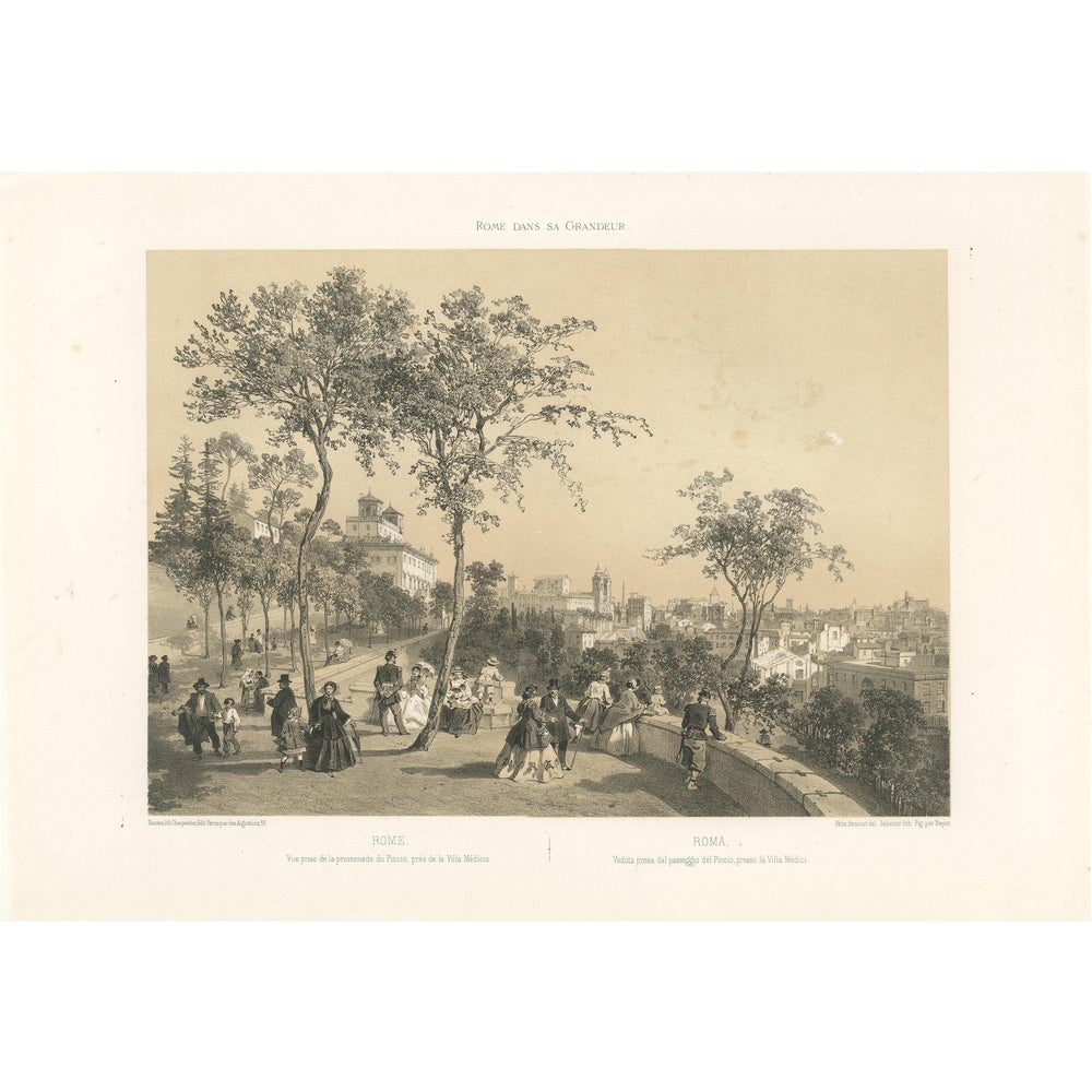 Benoist, Rome City Panorama from the Pincio Promenade Scene, 1869 ...