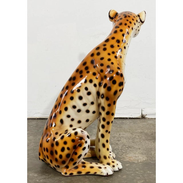 Vintage Italian Capodimonte Ceramic Cheetah | Chairish