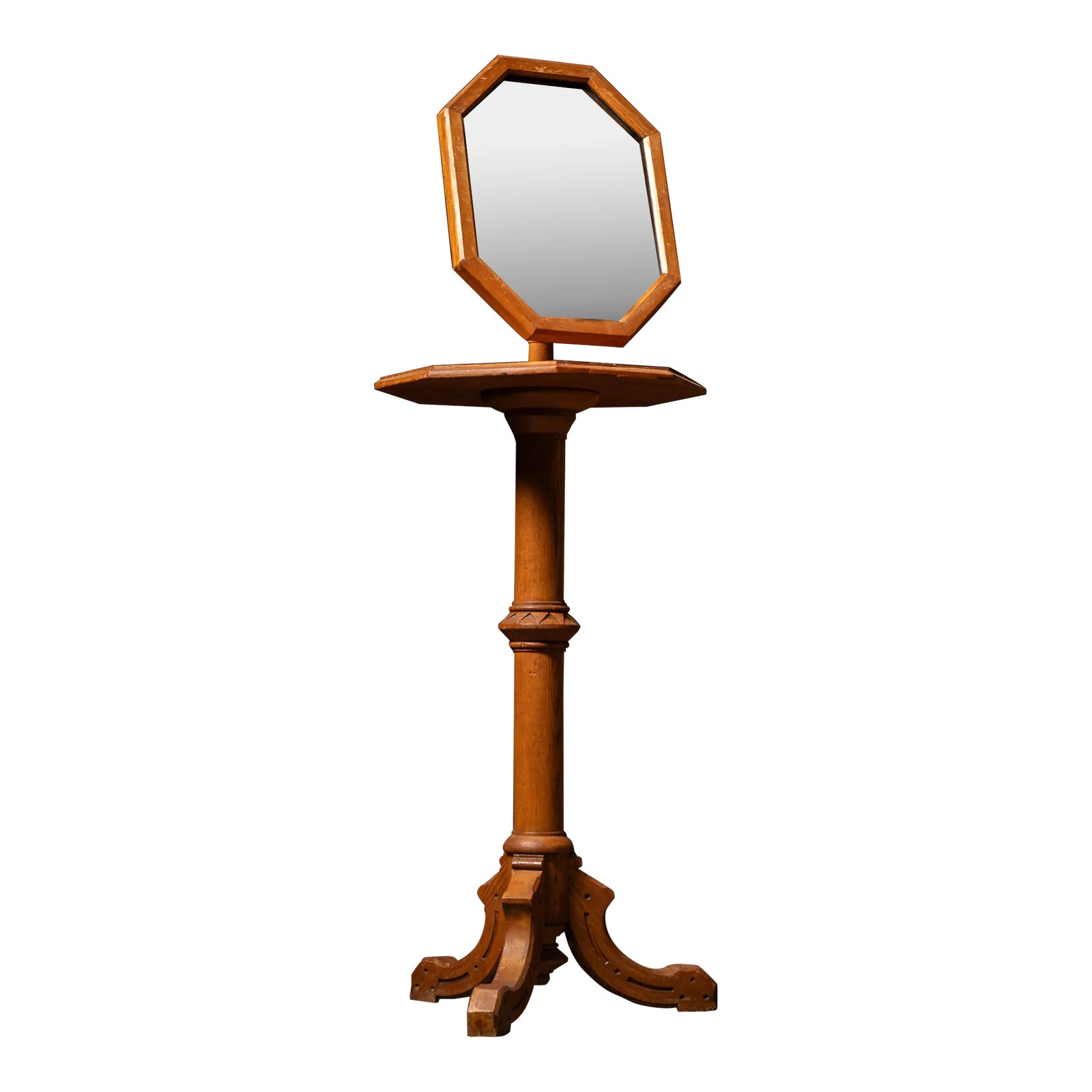 Early 20th Century Wooden Shaving Mirror | Chairish