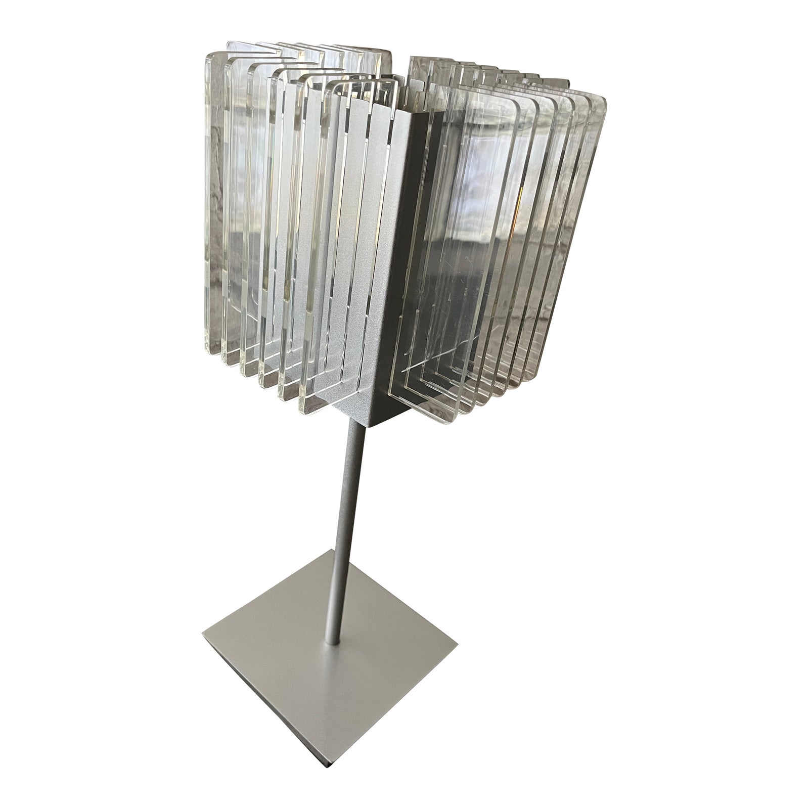 1990s Postmodern Lucite and Metal Chandelier-Style Table Lamp | Chairish