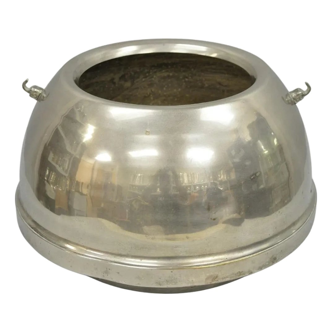 Vintage Mid Century Modern Large Steel Metal Champagne Ice Bucket With ...