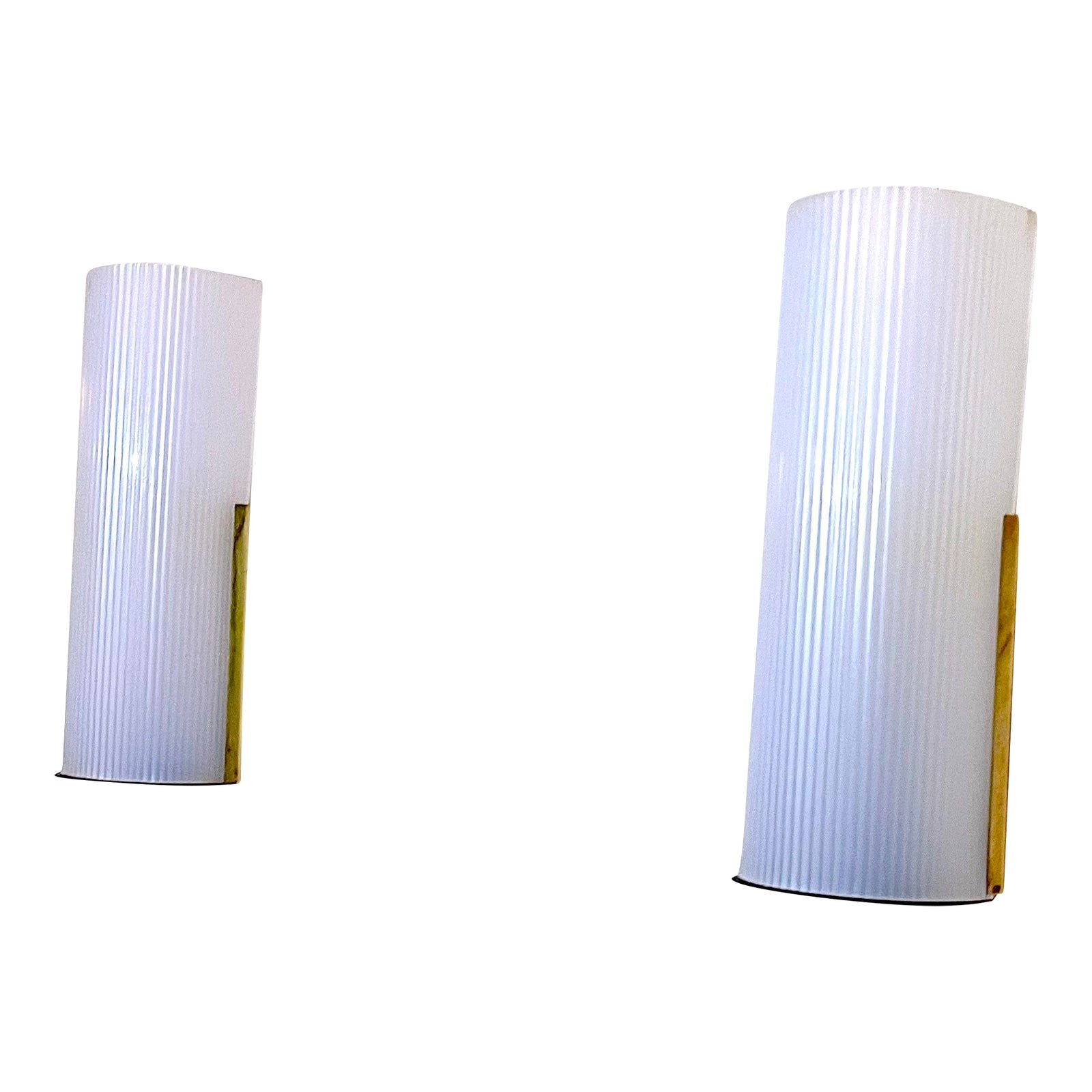 Column Sconces in Brass and Perspex, 1950s France - a Pair | Chairish