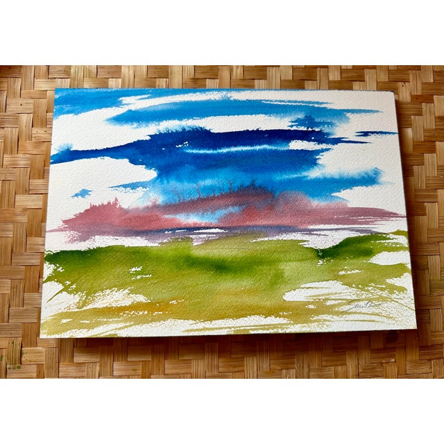 Nancy Smith Original Abstract Watercolor Landscape | Chairish