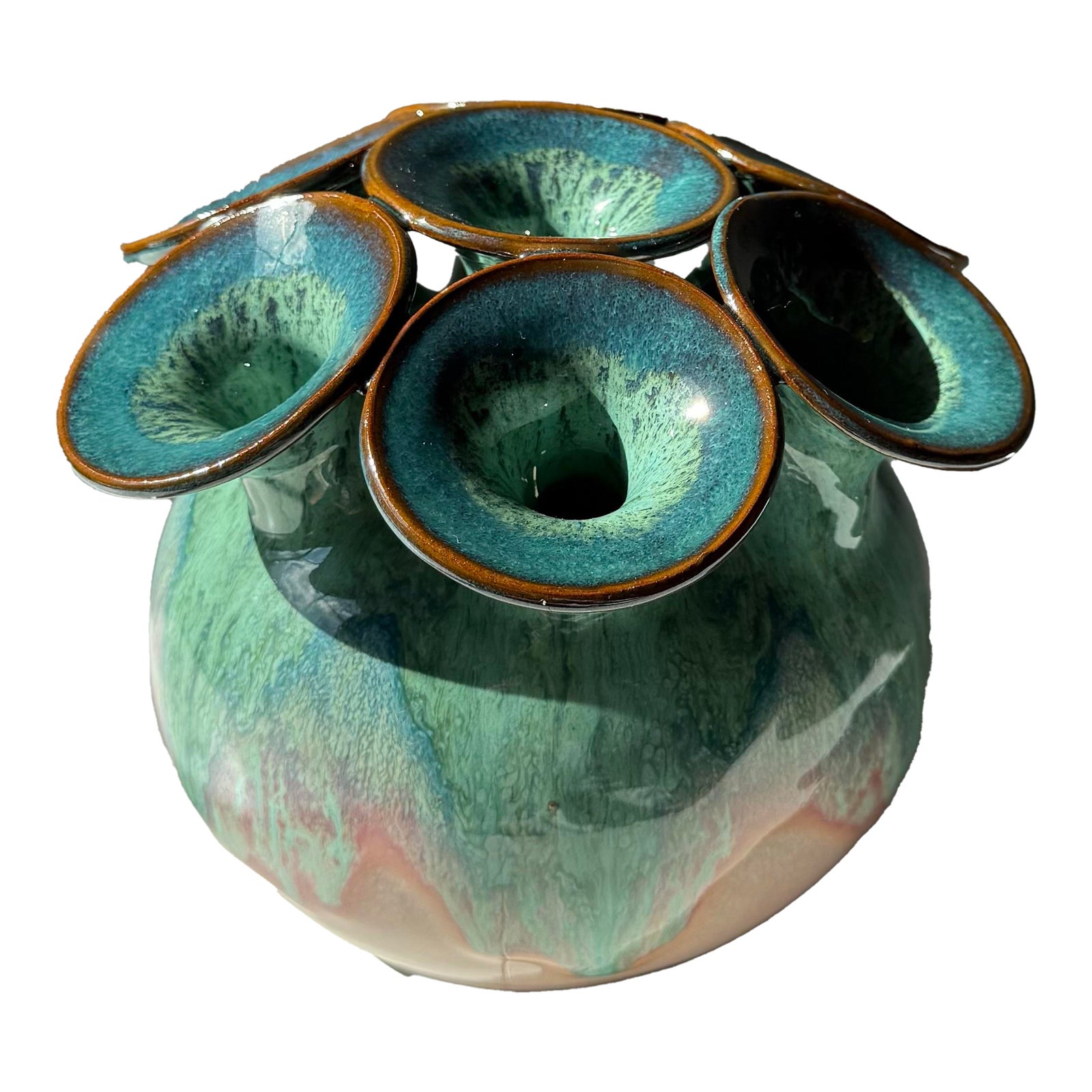 1970s Lee Levy Studio Art Pottery Tulip Vase Turquoise, Pink, Lavender ...
