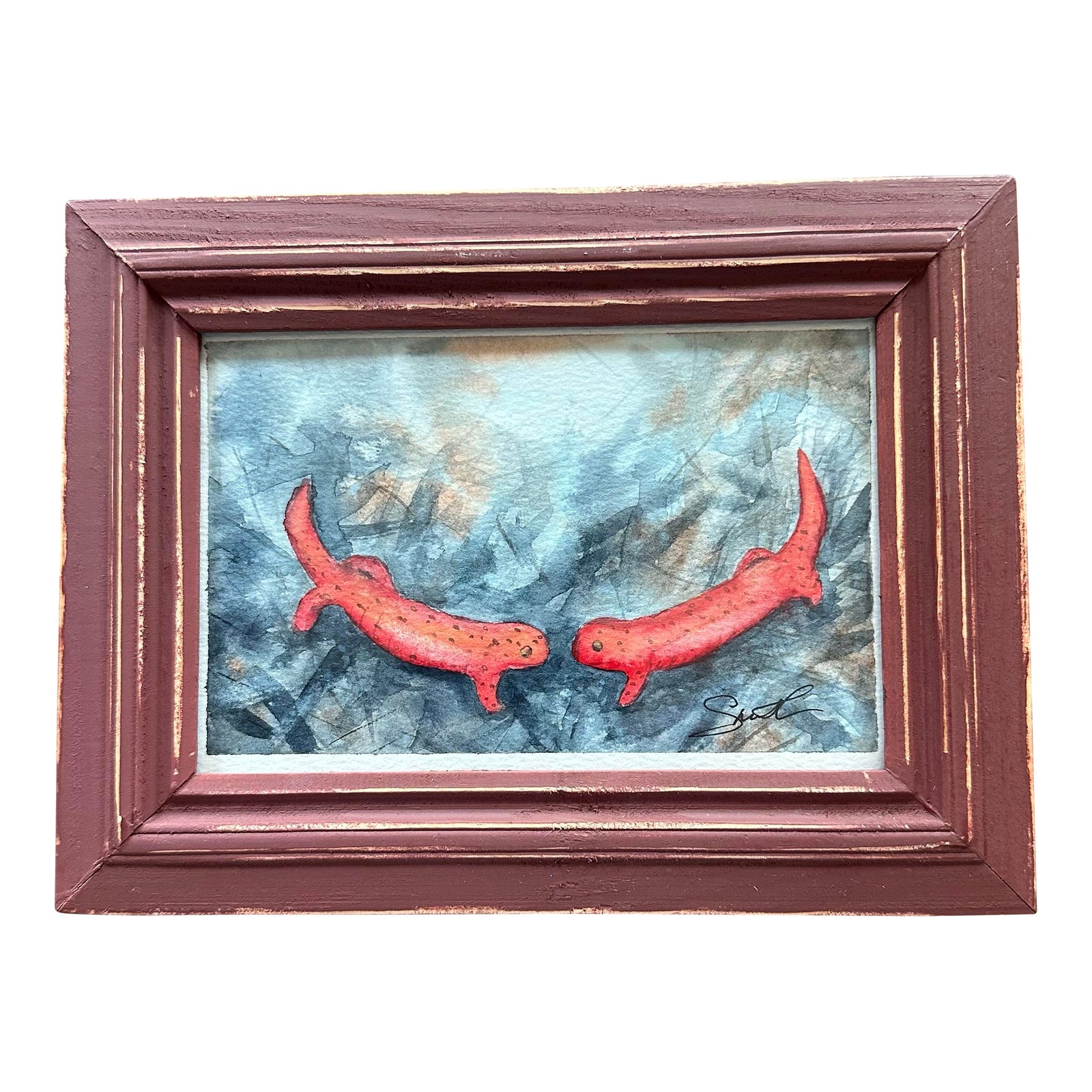“Dancing Salamanders” Framed Original Watercolor Painting by Nancy ...