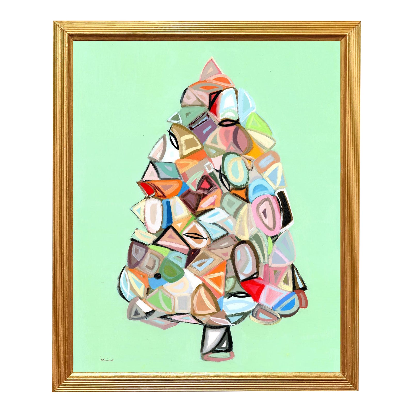 Geometric Abstract Tree Oil Painting by Alexandra Swistak | Chairish