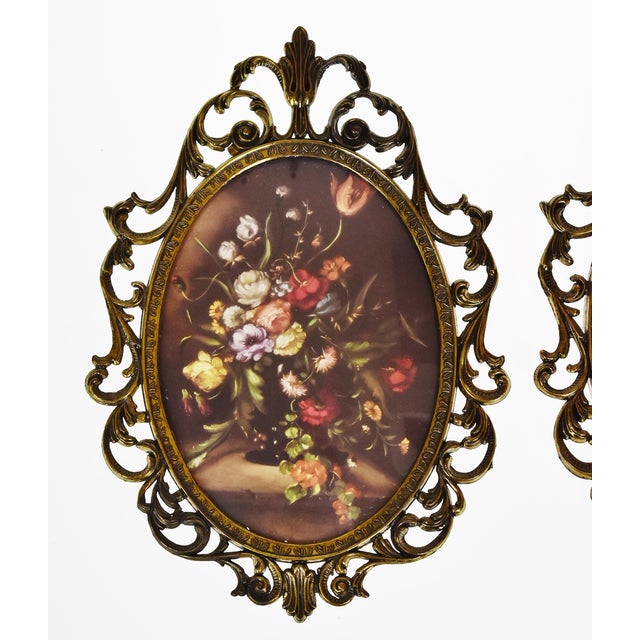 Vintage Victorian Style Italian Metal Frames W/ Convex Glass - a Pair ...