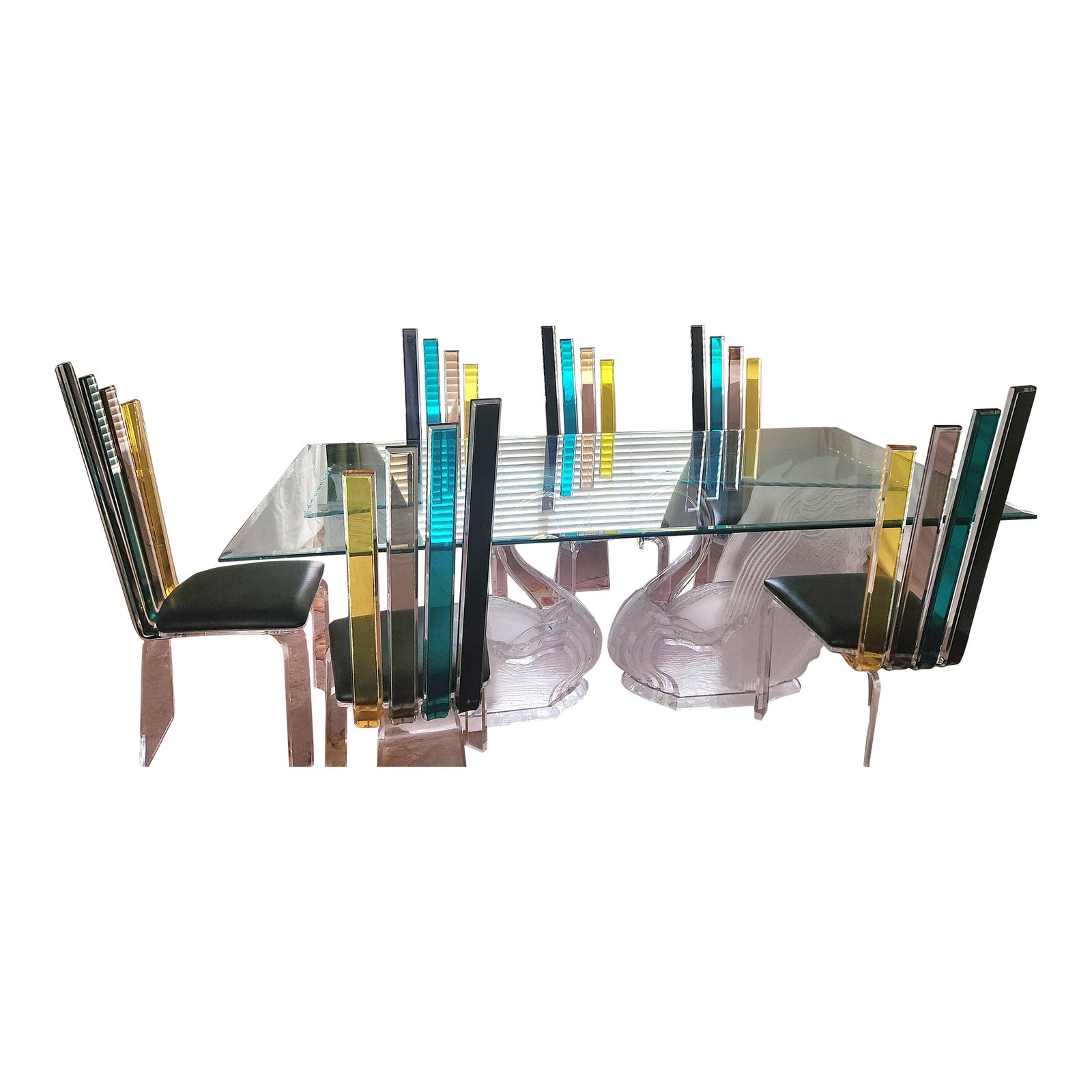 1970s Mid Century Modern Lucite Acrylic Dining Set by Haziza - Set of 7 ...