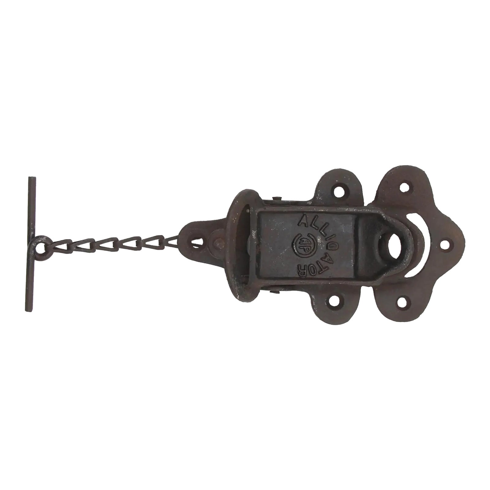 Mid 20th Century Black Cast Iron Alligator Padlock Latch | Chairish