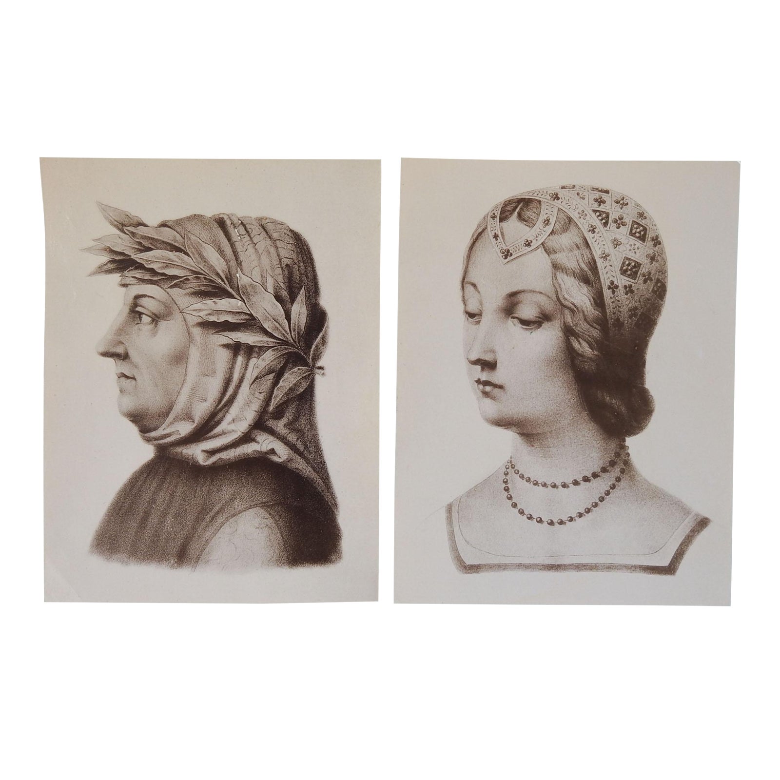 Antique Grand Tour Petrarch & Laura Photographs of Portraits - a Pair ...