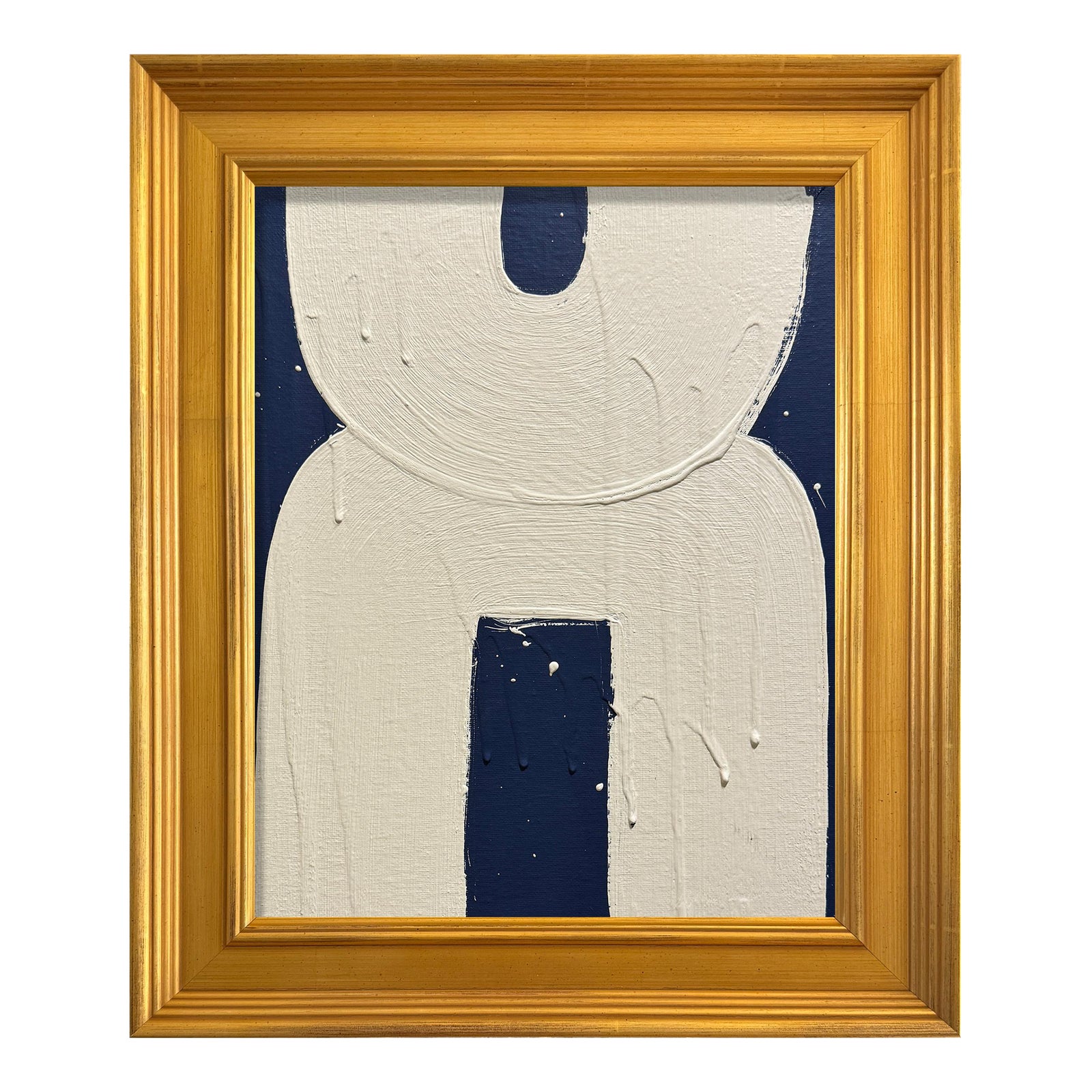 Ron Giusti Mini Artifact Kokeshi Doll Head Navy Cream Acrylic Painting ...