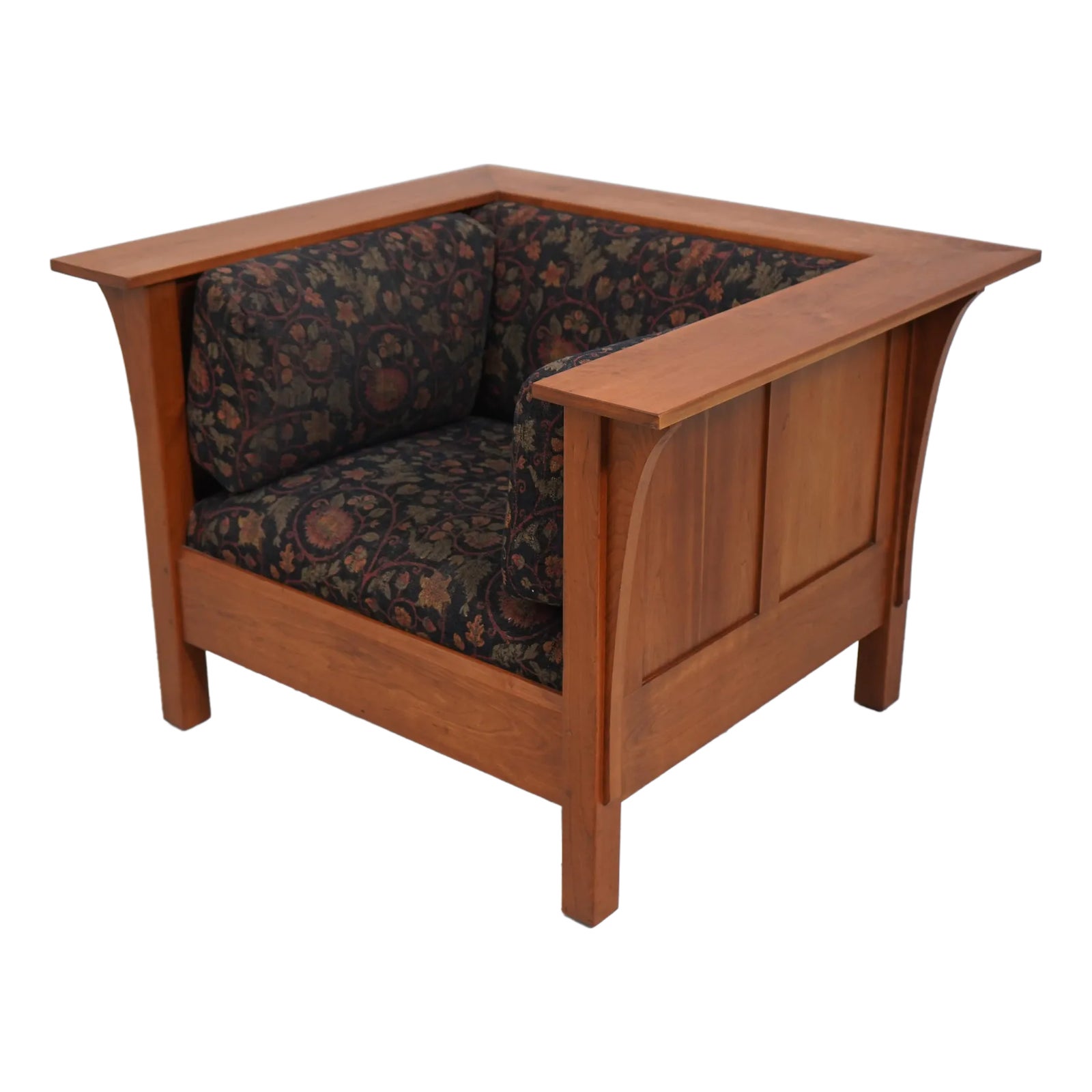 Stickley Mission Style Cherry Cube Prairie Chair | Chairish