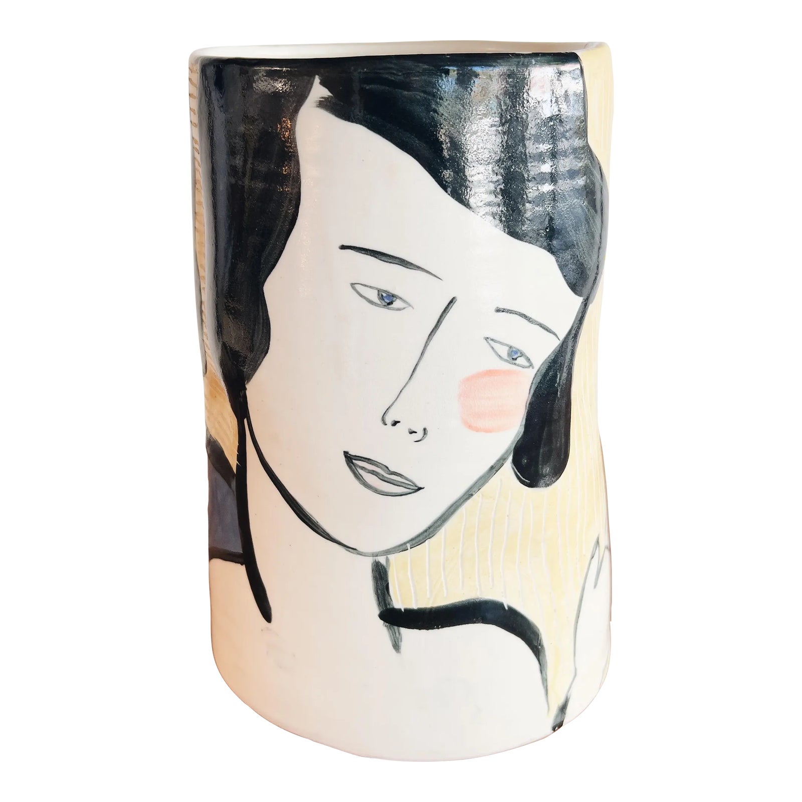 1980s Signed Ceramic Vase by Artist Beth Lo | Chairish