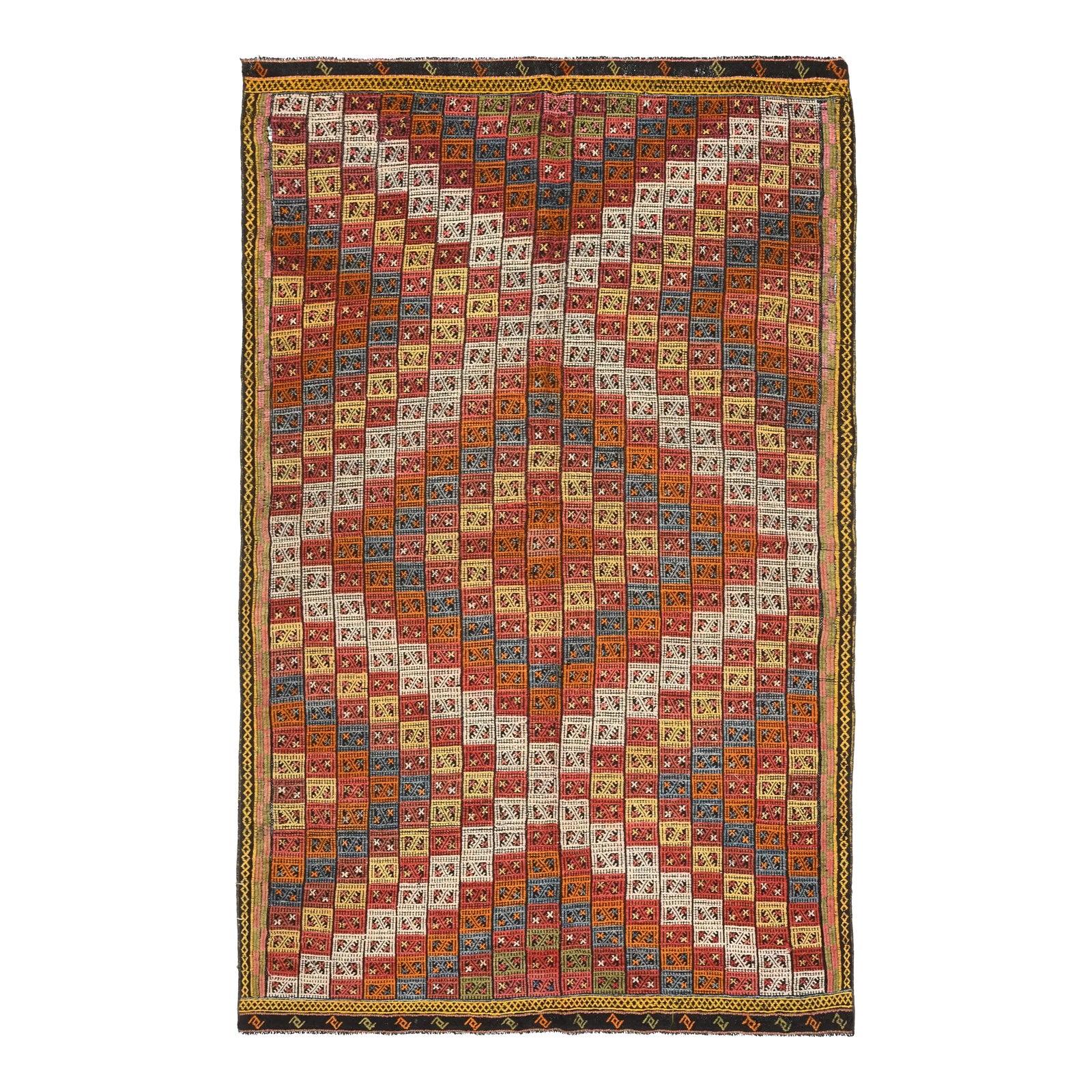 1970s Vintage Turkish Oushak Handmade Wool Cotton Orange Area Rug ...