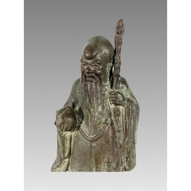 Chinese Bronze Figure of the Wise Man, Fu Lou Shou - Deity of Longevity ...