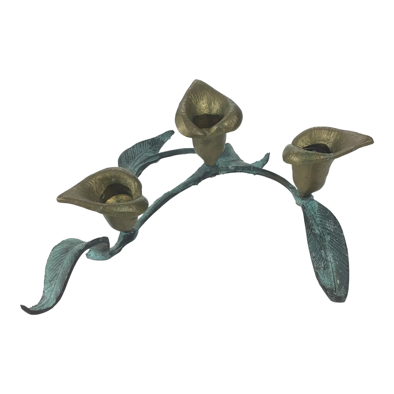 Free Form Artisan Brass Candle Holder Sculpture | Chairish