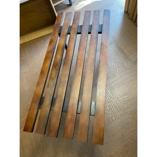 1960s Slat Bench Coffee Table Walnut Taper Leg | Chairish