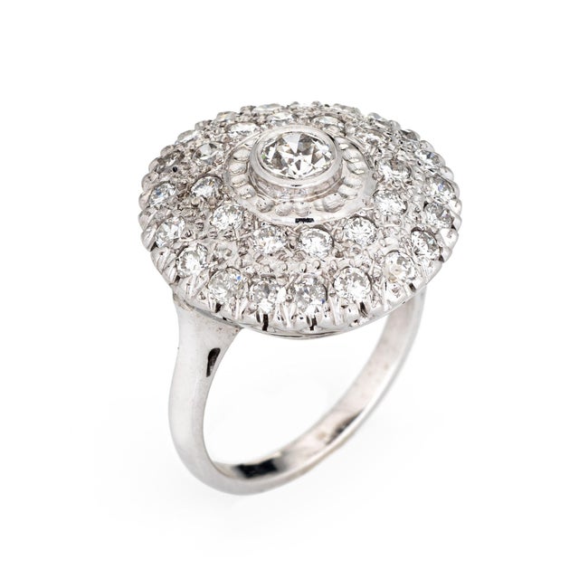 Mid 20th Century Vintage Diamond Cluster Ring 14k White Gold Round ...