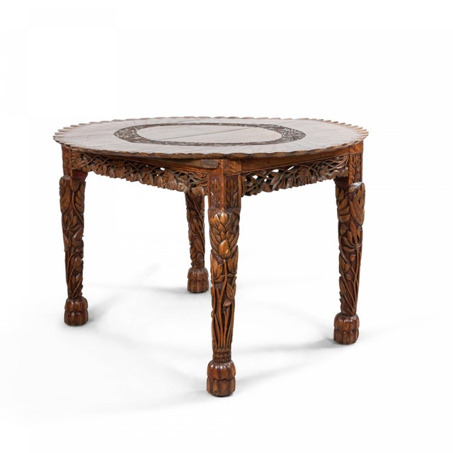 Asian Burmese Style Walnut Dining Table | Chairish
