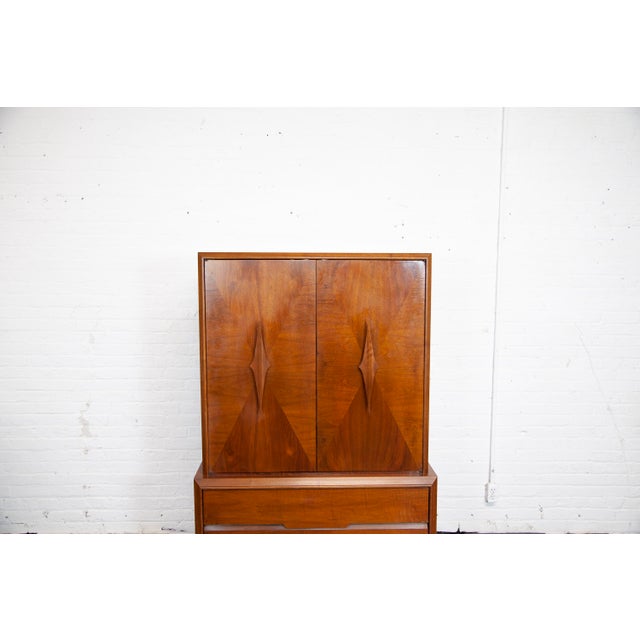 1960s Vintage Tall Walnut Sculptural Brutalist Style Highboy Wardrobe ...