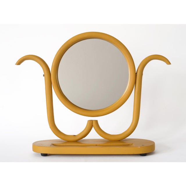 Vintage Italian Yellow Art Deco Boho Wooden Vanity Mirror | Chairish