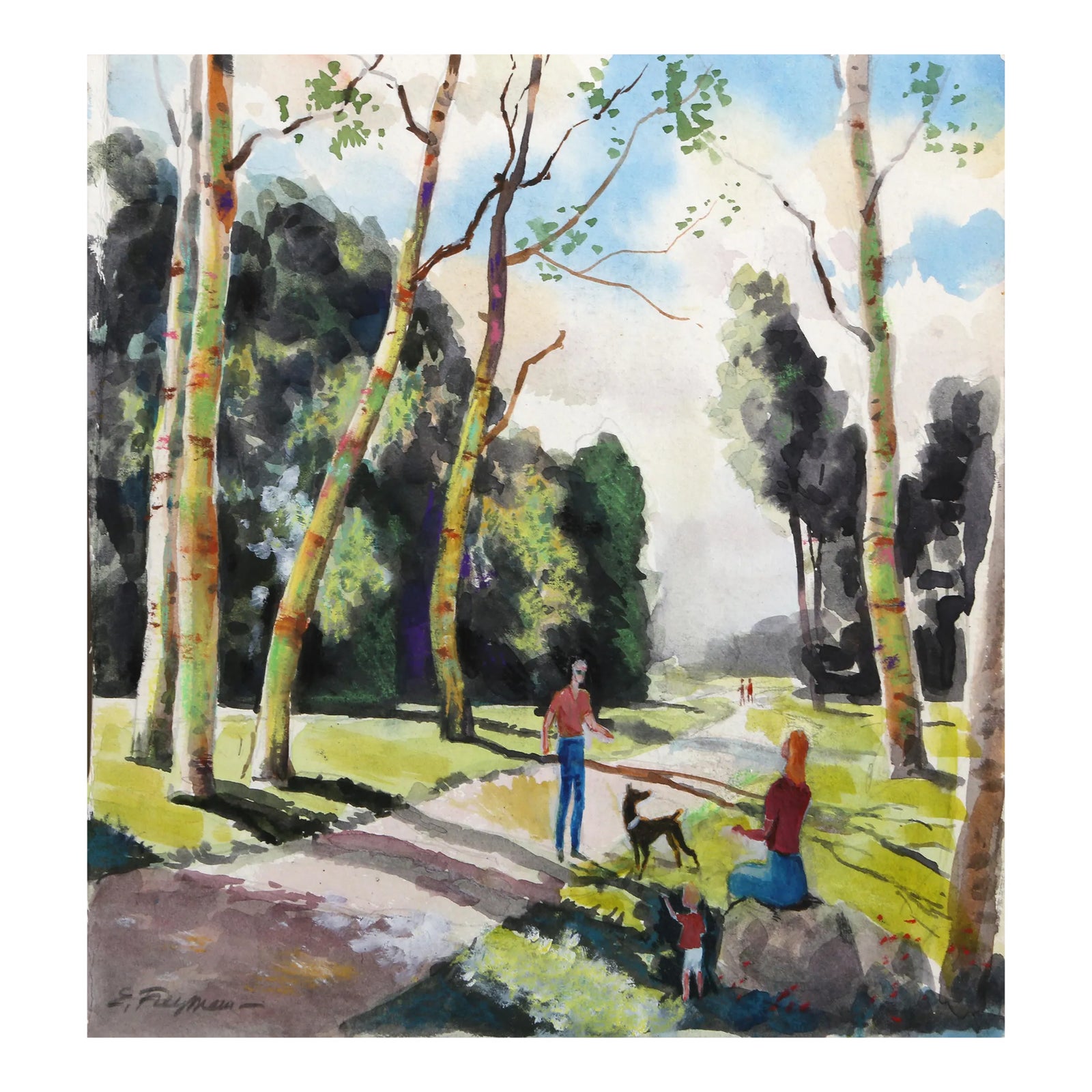 Summer Time, Erik Freyman Watercolor With Pastels on Paper, Signed in ...