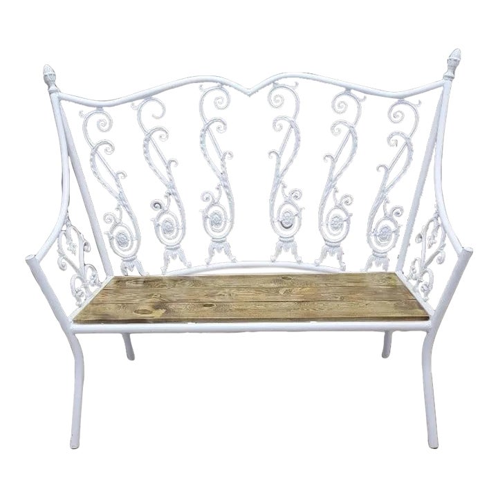 Antique Victorian Style Hand-Forged Wrought Iron Garden Bench | Chairish
