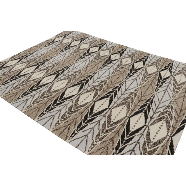 Rug & Kilim’s Scandinavian Style Rug in Beige and Light Blue Geometric ...